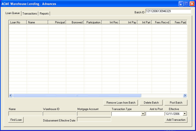 Tab - Trans - Advances - Loan Queue