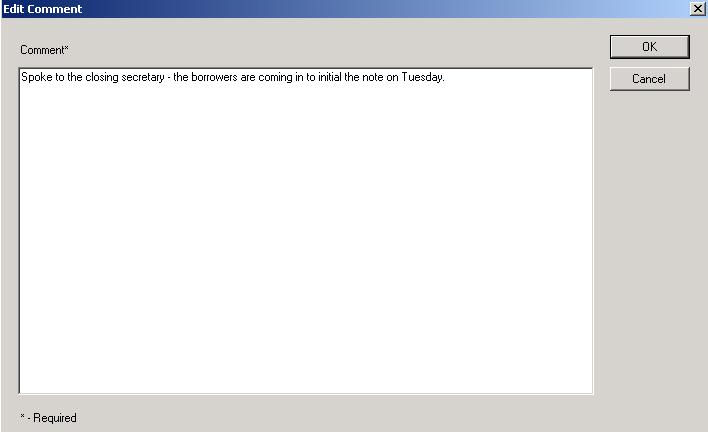 Tab - Add/Edit - Comments