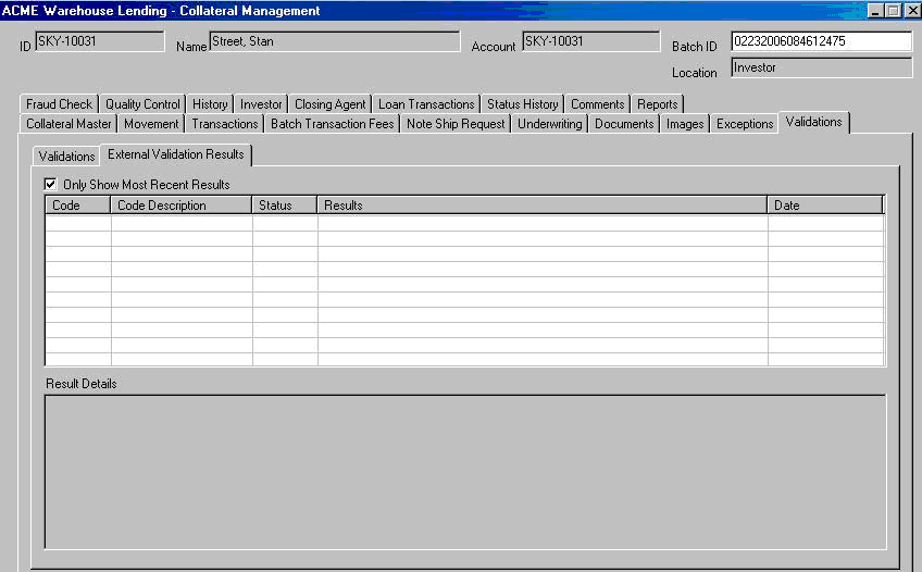Tab - Collateral - Validations