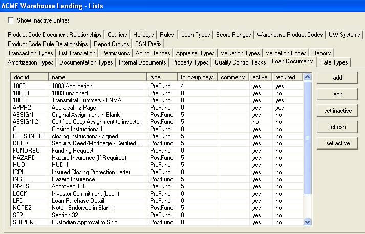 Tab - Lists - Loan Documents