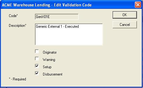 Tab - Lists - Validation Codes