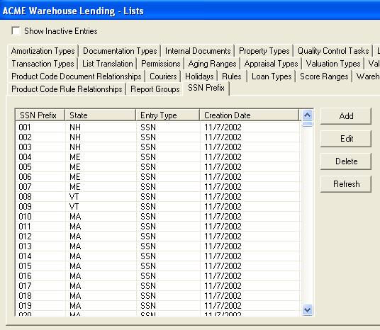 Tab - Lists - SSN Prefix
