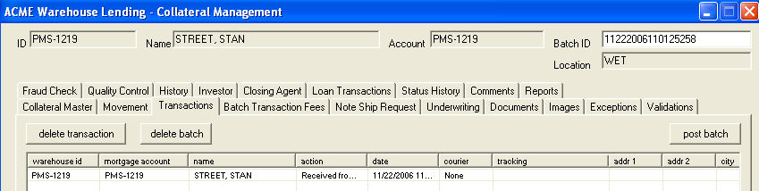 Tab - Collateral - Shipping Transactions