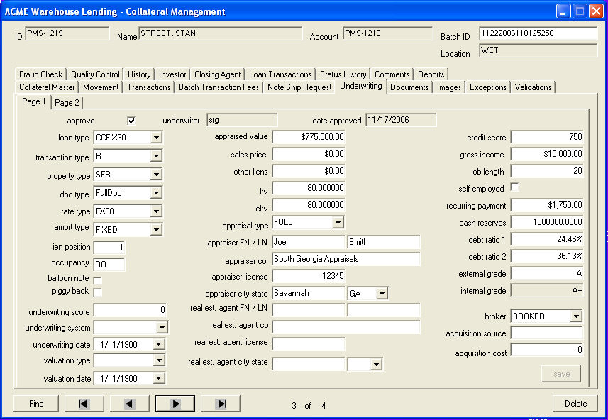 Tab - Collateral - Underwriting